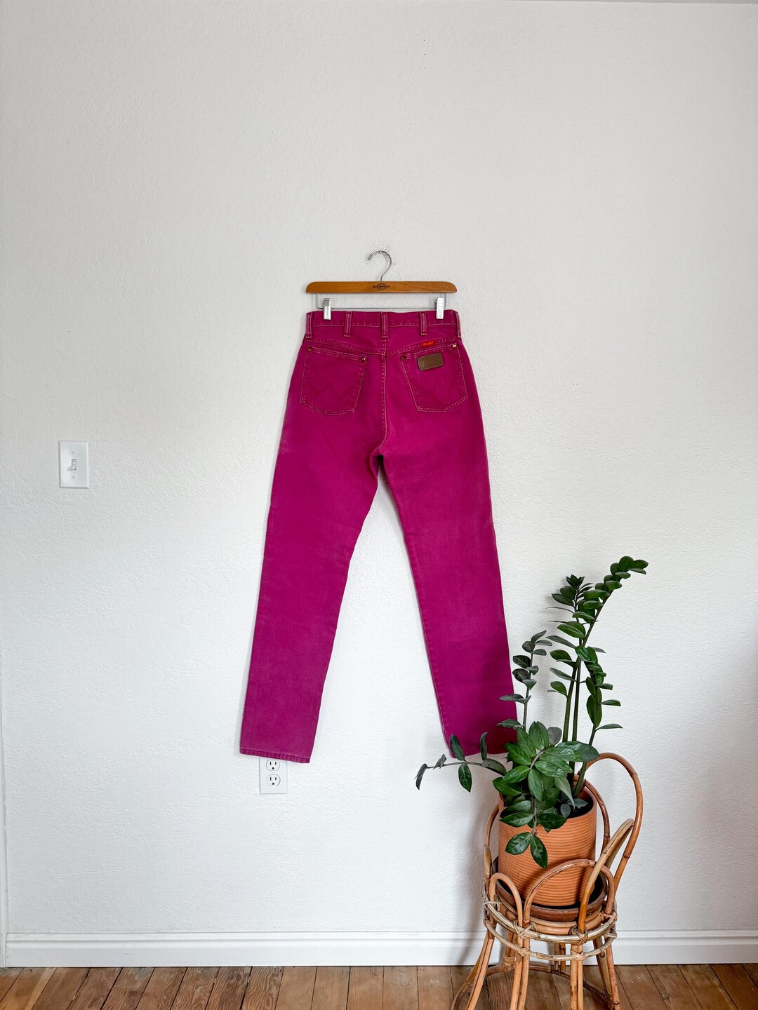 28"- Vintage Wrangler Hot Pink Western Wear Jeans High Waisted Extra ...