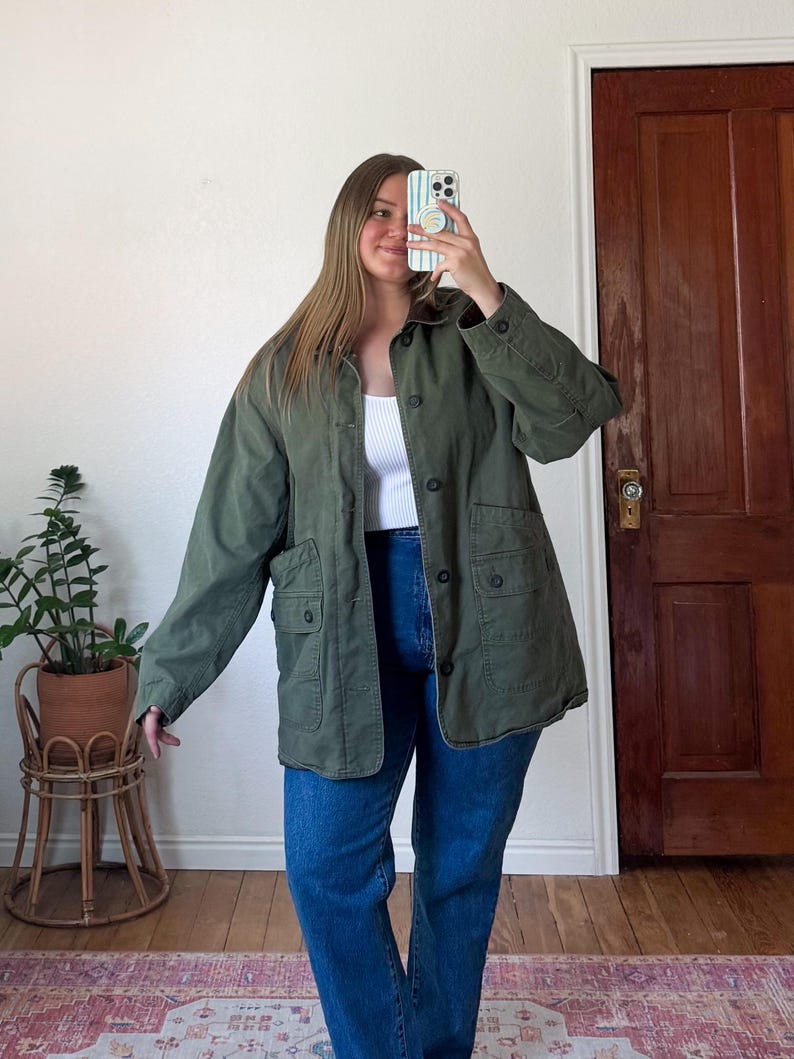 XL- Vintage Orvis Quilted Denim Chore Coat Classic Oversized 90s Style ...