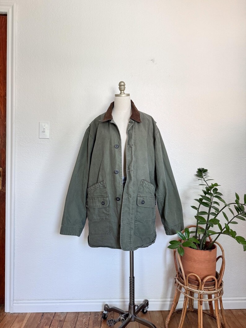 XL- Vintage Orvis Quilted Denim Chore Coat Classic Oversized 90s Style ...