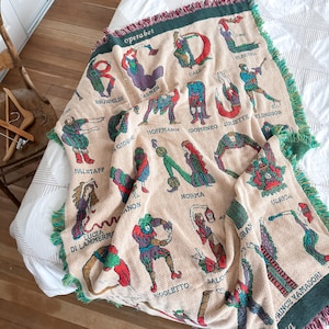 Vintage 90s Operabet Tapestry Blanket Goodwin Weavers Funky Alphabet ...