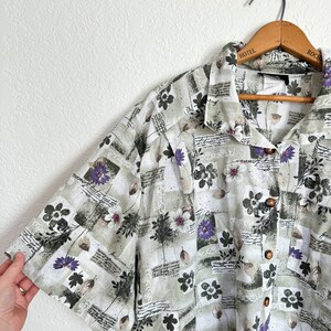 2X/3X- Vintage Floral Botanical Plus Size Button Down Lightweight Summer Blouse All Over Print ...