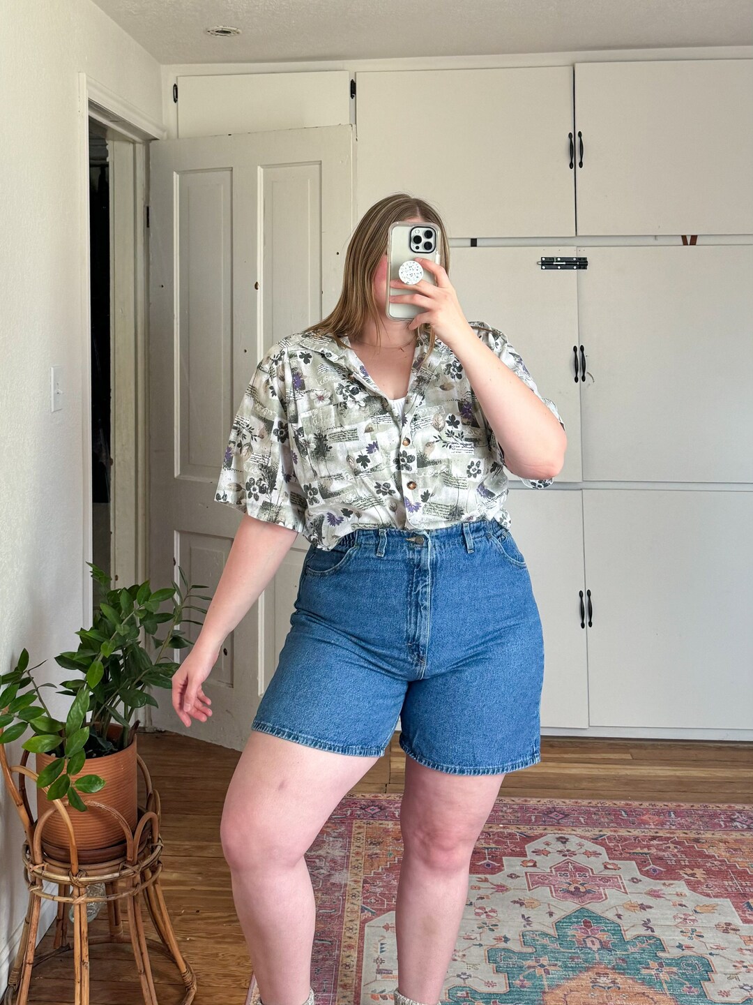2X/3X- Vintage Floral Botanical Plus Size Button Down Lightweight ...