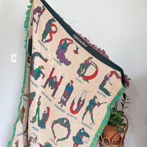 Vintage 90s Operabet Tapestry Blanket Goodwin Weavers Funky Alphabet ...