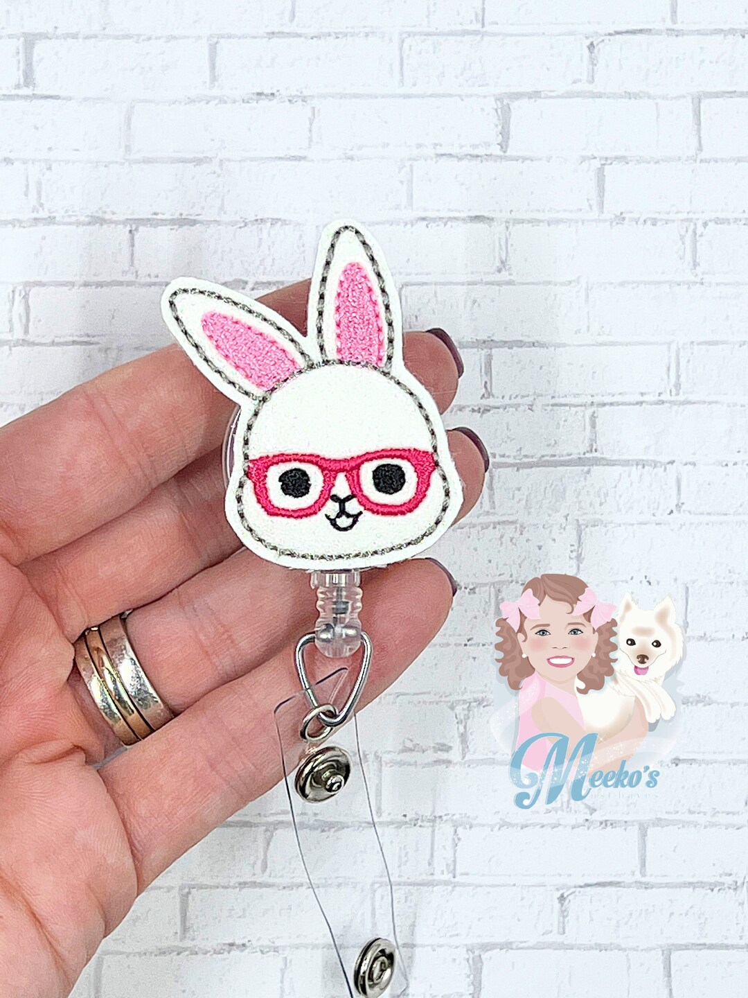 Bunny Badge Reel, Nerd Bunny Id Reel, Nurse Badge Clip, Teacher Badge ...
