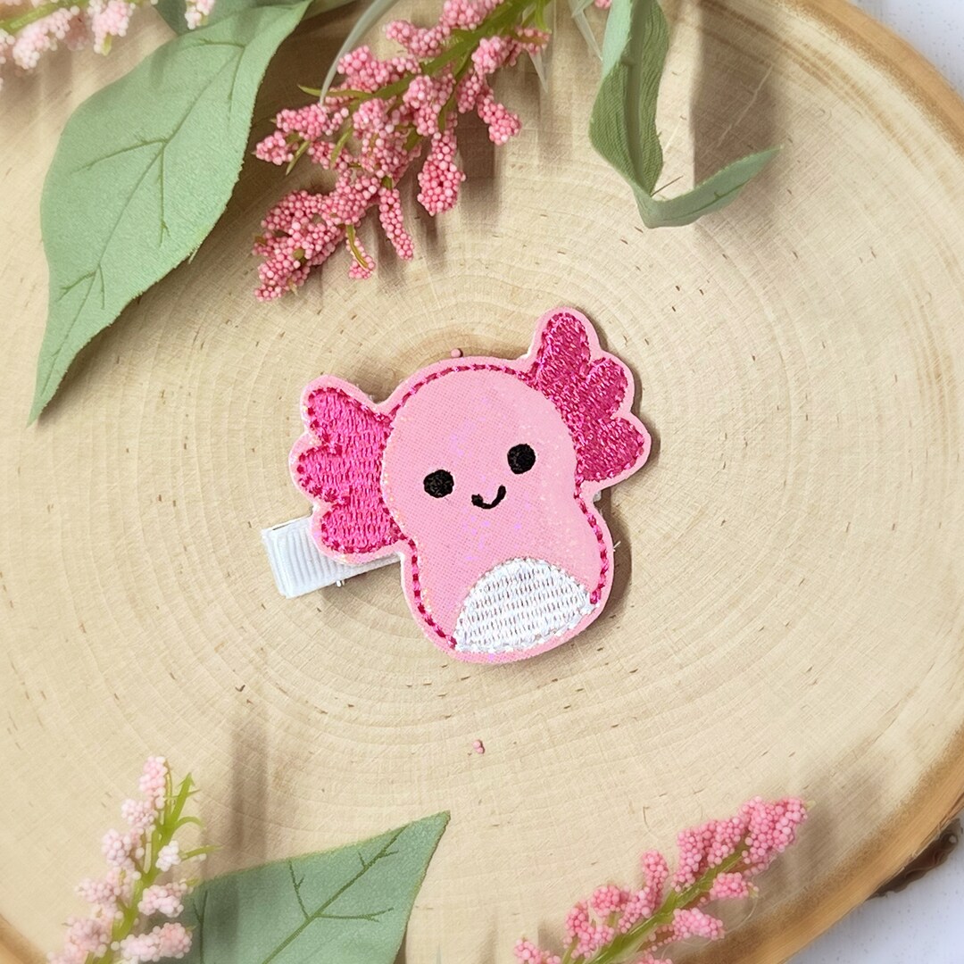 Pink Axolotl Hair Clip, Cute Hair Clip, Pigtail Bows, Baby Girl Hair ...