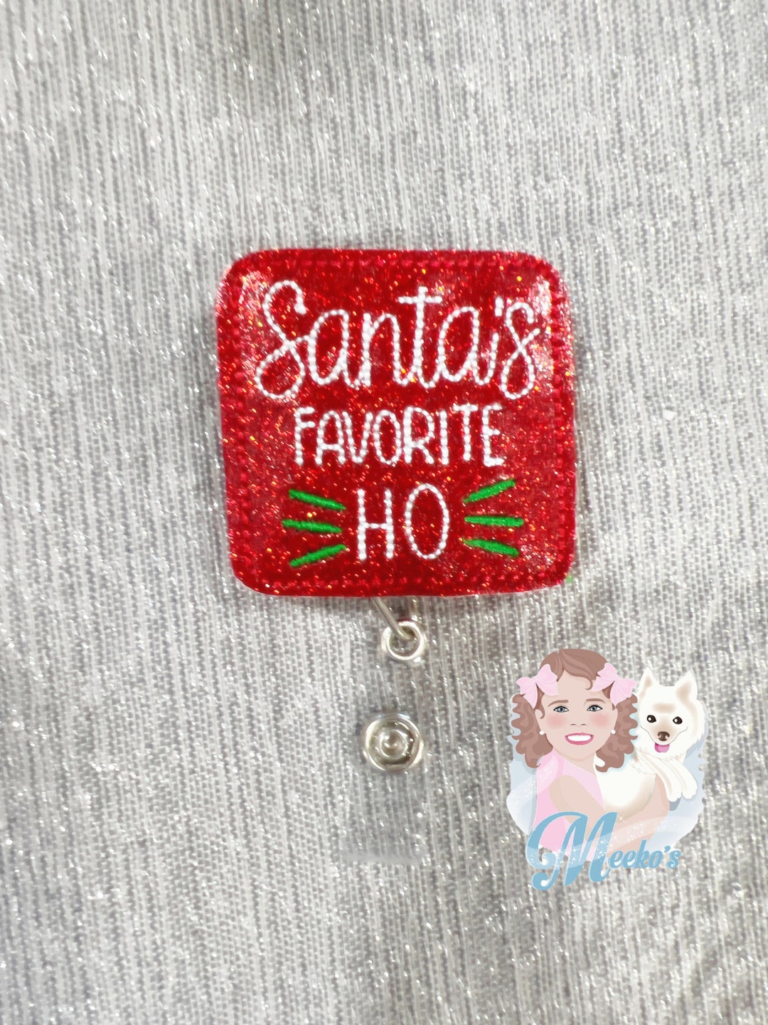 Santa's Favorite Ho Christmas Badge Reel Retractable ID Badge Holder ...
