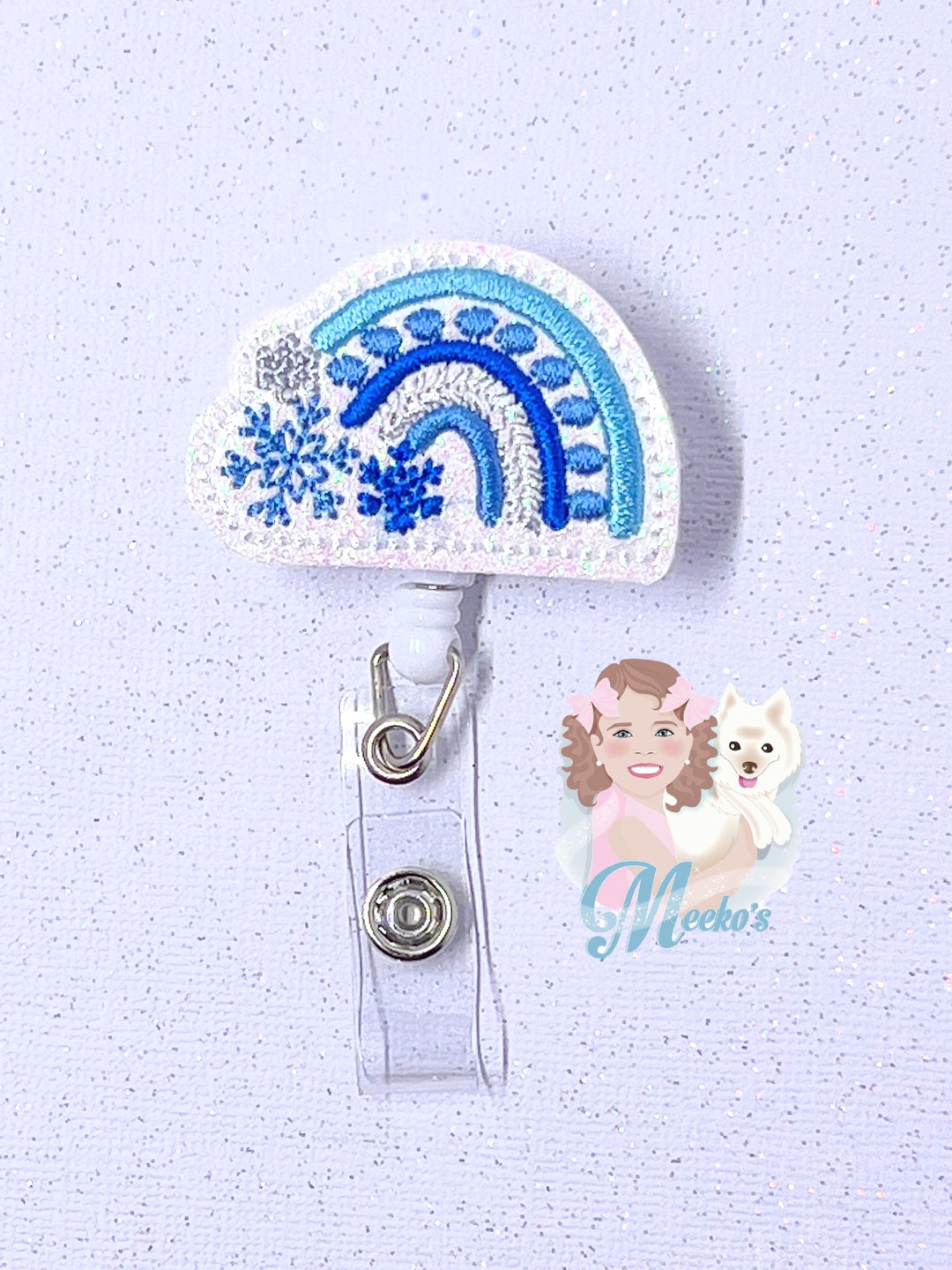Winter Rainbow Badge Reel Cute Badge Clips Retractable, Snowflake Badge ...