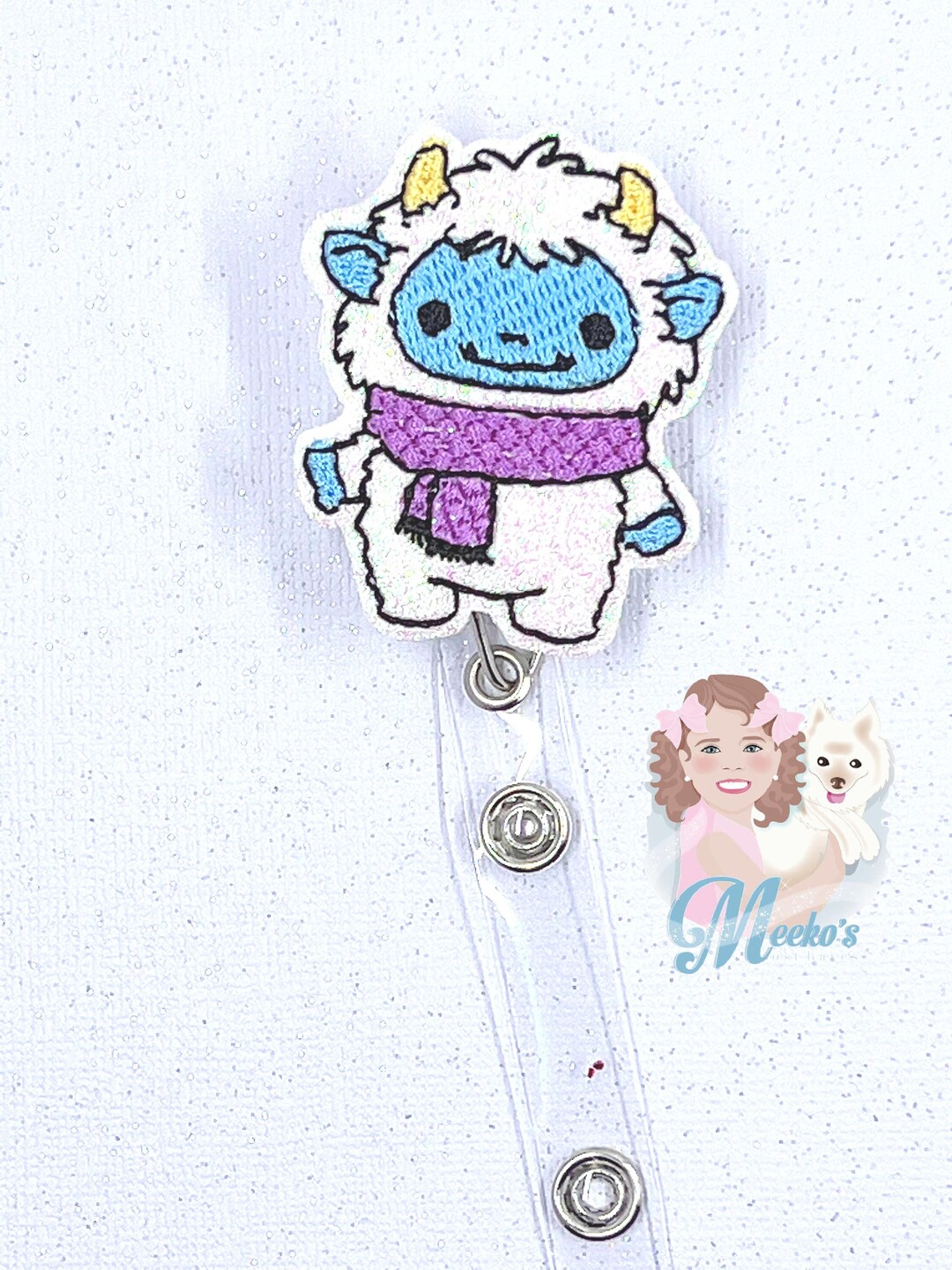 Cute Yeti Badge Reel Teacher Badge Clip, Abominable Snowman Badge ...