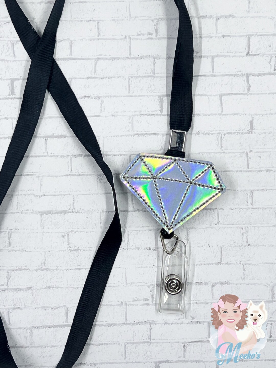 Silver Diamond Cruise Lanyard for Badge Holder Retractable Badge Reel ...