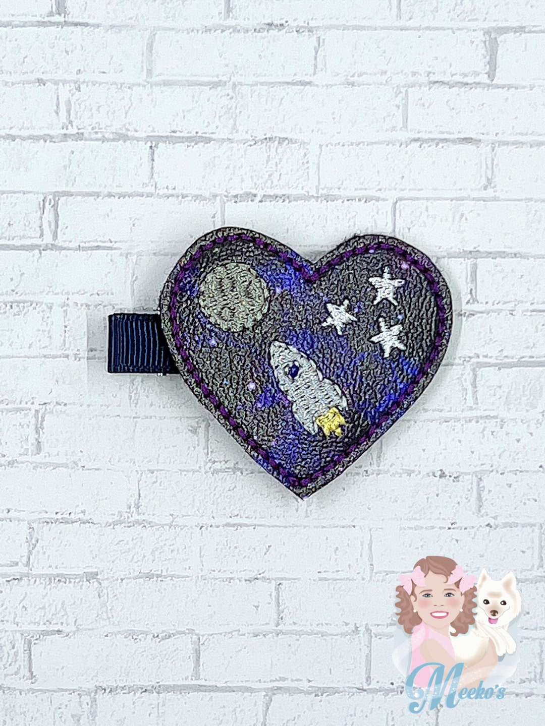 Space Heart Clip, Spaceship Hair Clip, Rocket Ship Hair Clip, Space ...