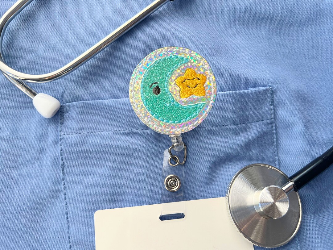 Moon and Stars Badge Reel Badge Clip Retractable ID Badge Holder, Cute ...