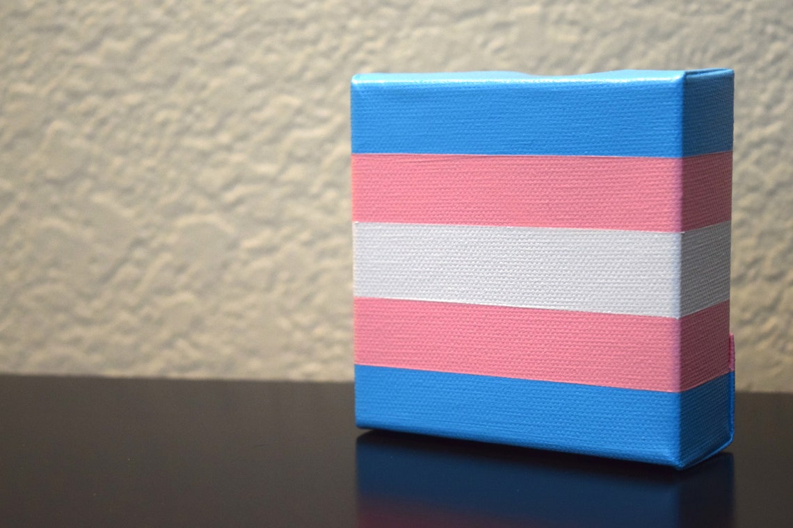 Transgender Pride Flag Painting 4x4x1.5in - Etsy