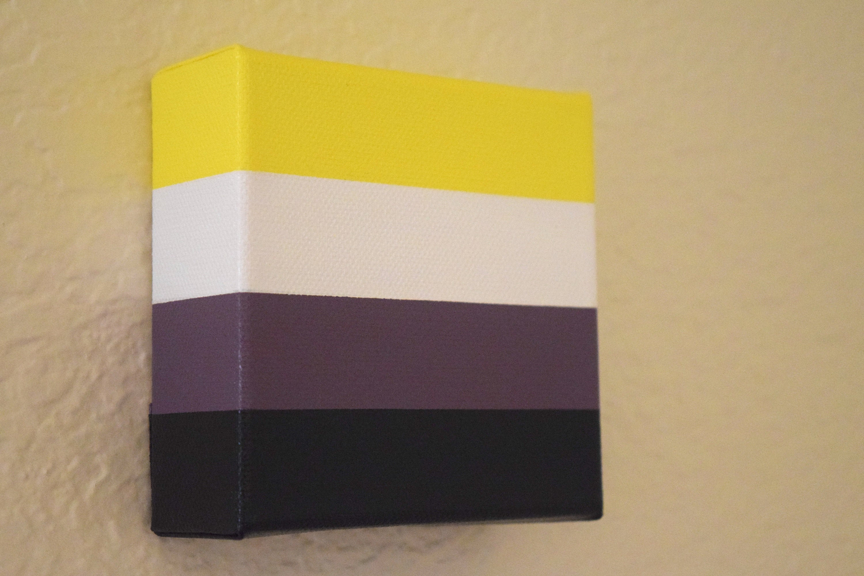 Acrylic Non-Binary Pride Flag Painting 4x4x1.5in Art & Collectibles ...