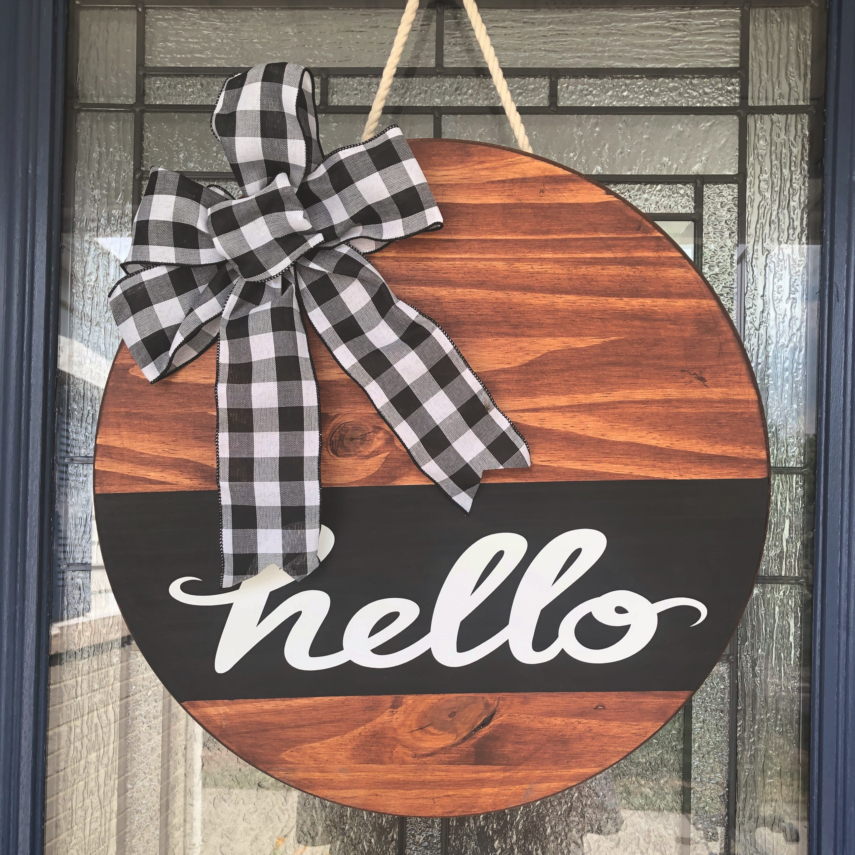 Wooden Door Sign / Hello / Door Hanger / Wooden Wreath / Hello | Etsy