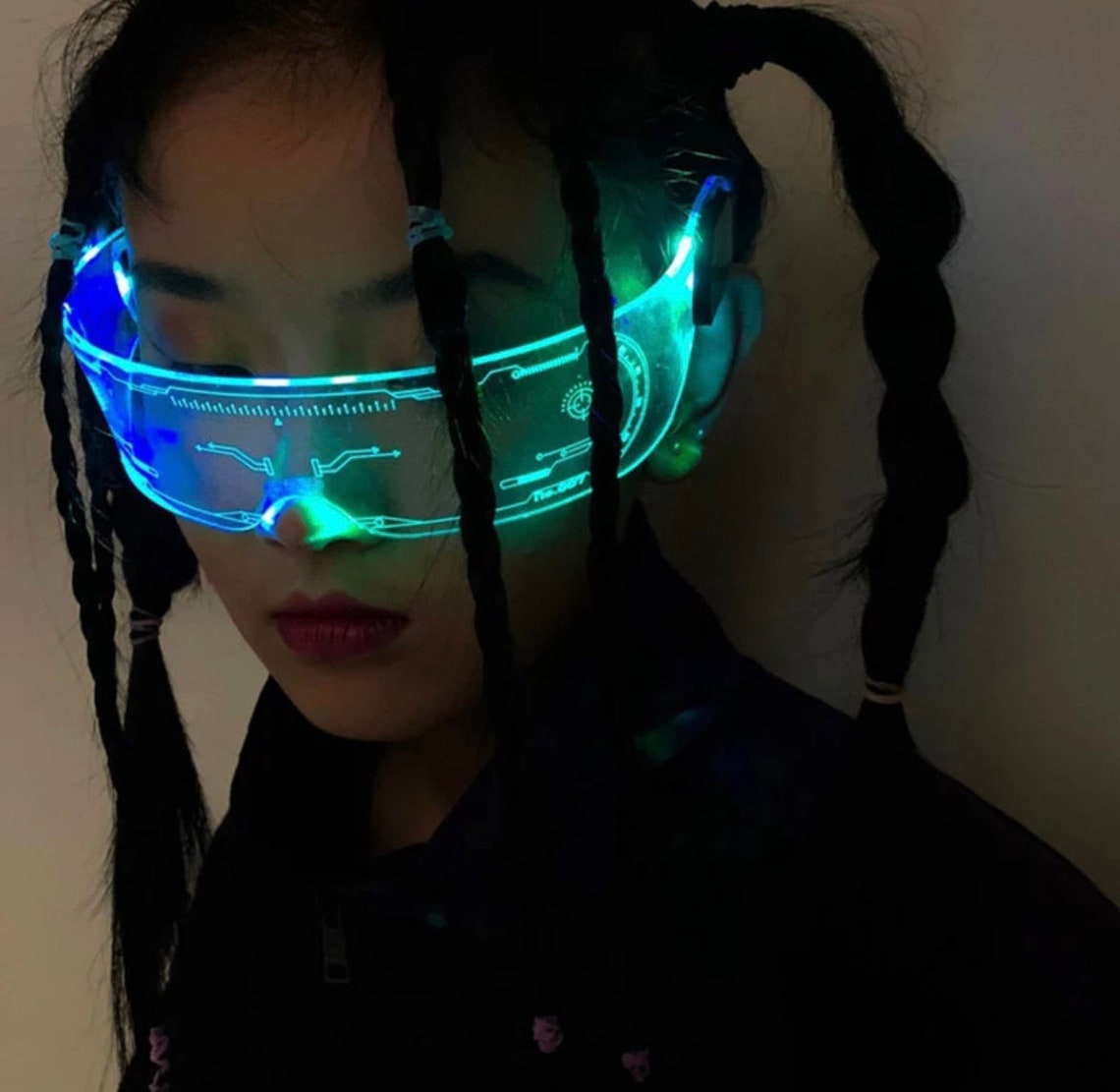 7 Farbe Cyber LED Neon Party Brille Zukunft Cyberpunk Rave | Etsy