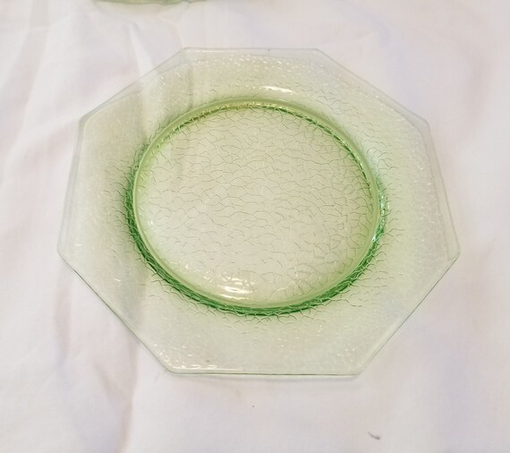 Green Crackle Depression Glass Bread Plate | Etsy