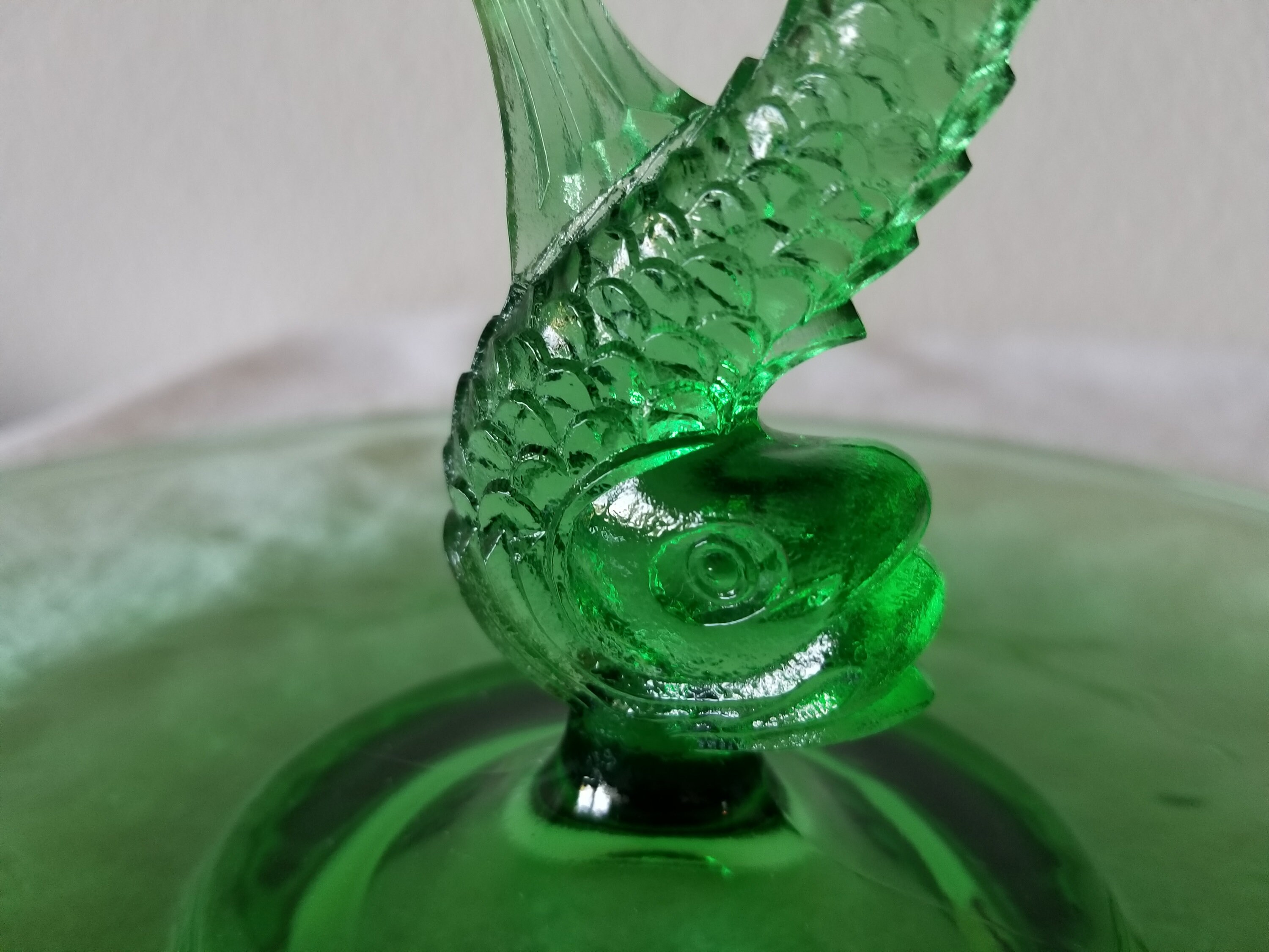 Green Glass Diamond Optic Fenton Dolphin Handle 10 - Etsy