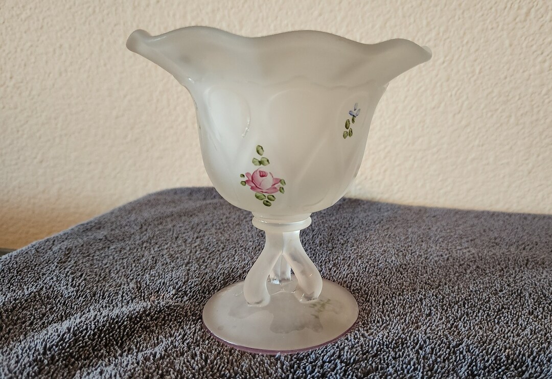 Westmoreland Satin Hand Painted Tri-stem Compote (candy Dish) - Etsy