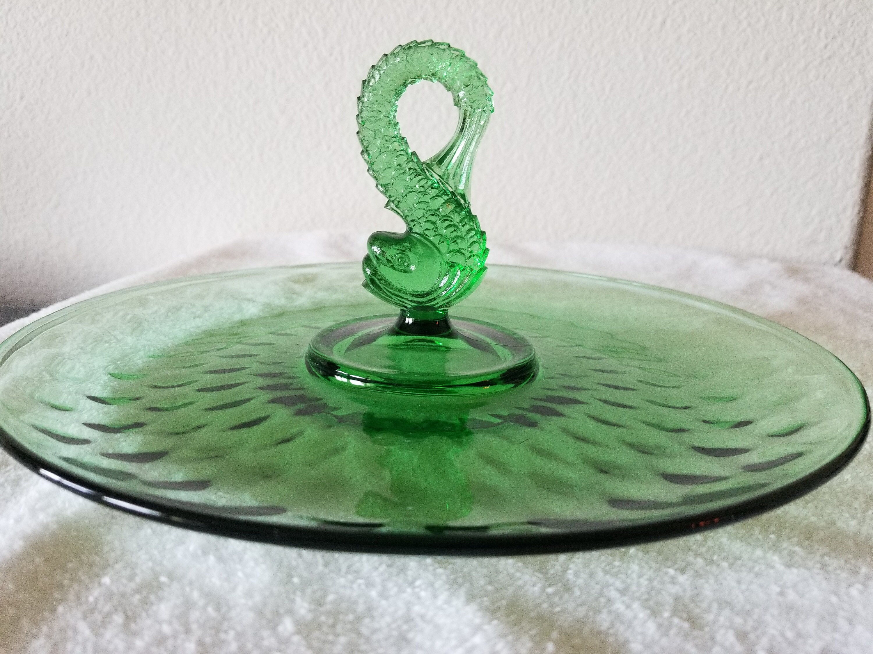 Green Glass Diamond Optic Fenton Dolphin Handle 10 - Etsy