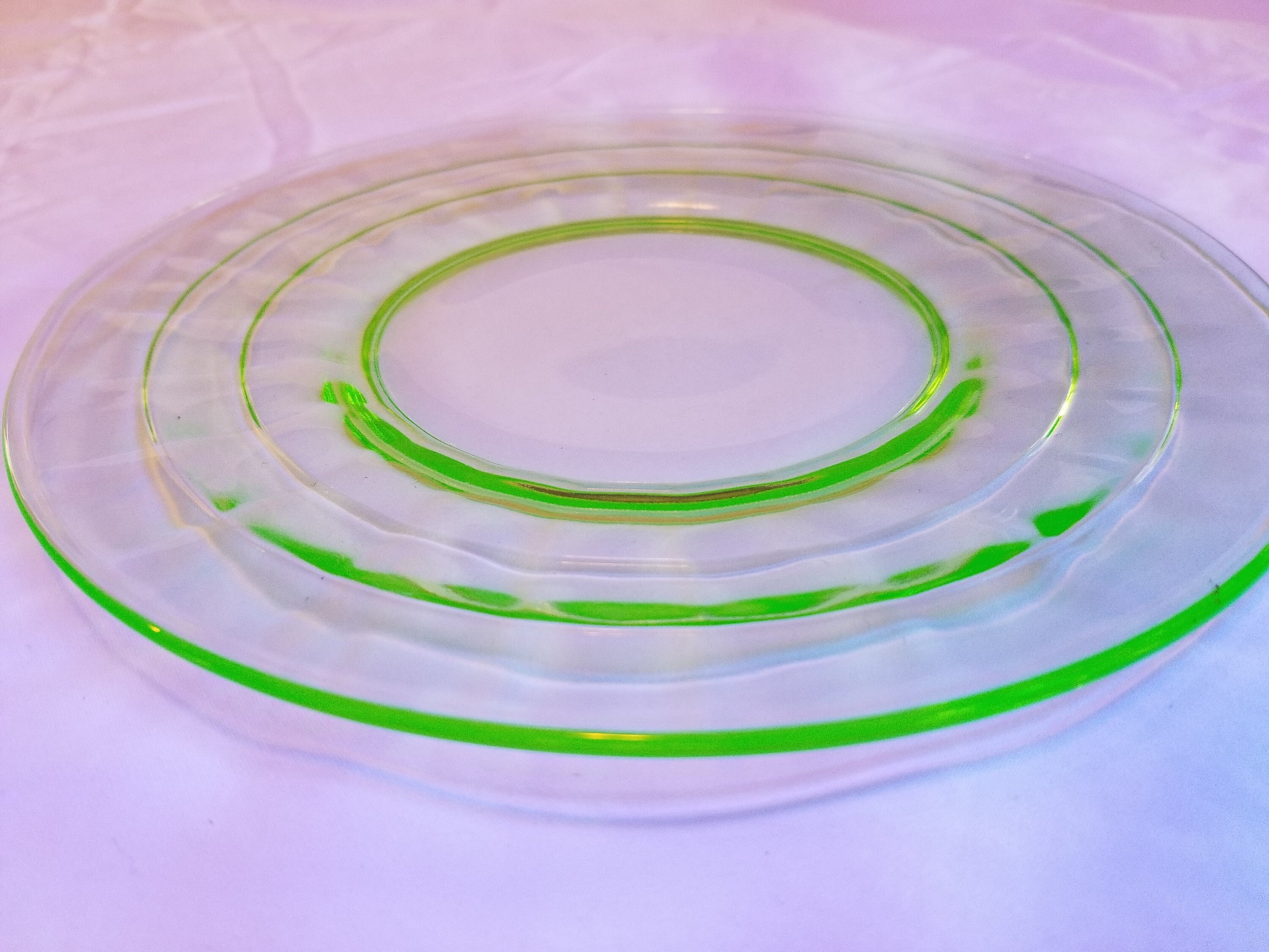 Vaseline Green Glass Block Optic Plate - Etsy