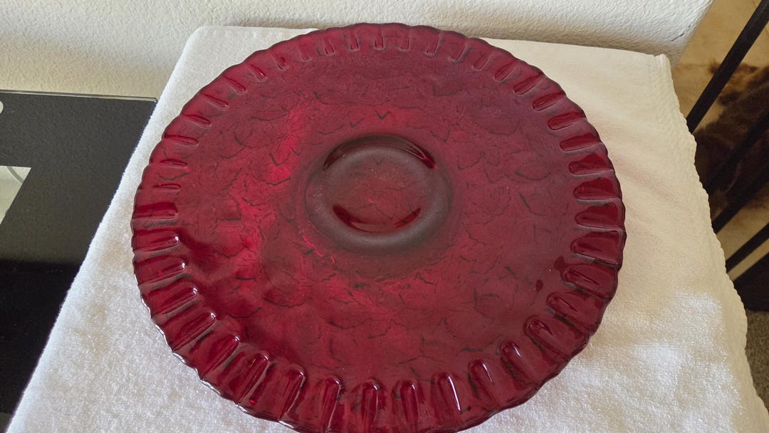 Ruby Red Bramble 13.75 Inch Platter, Westmoreland Footed Cake Plate ...