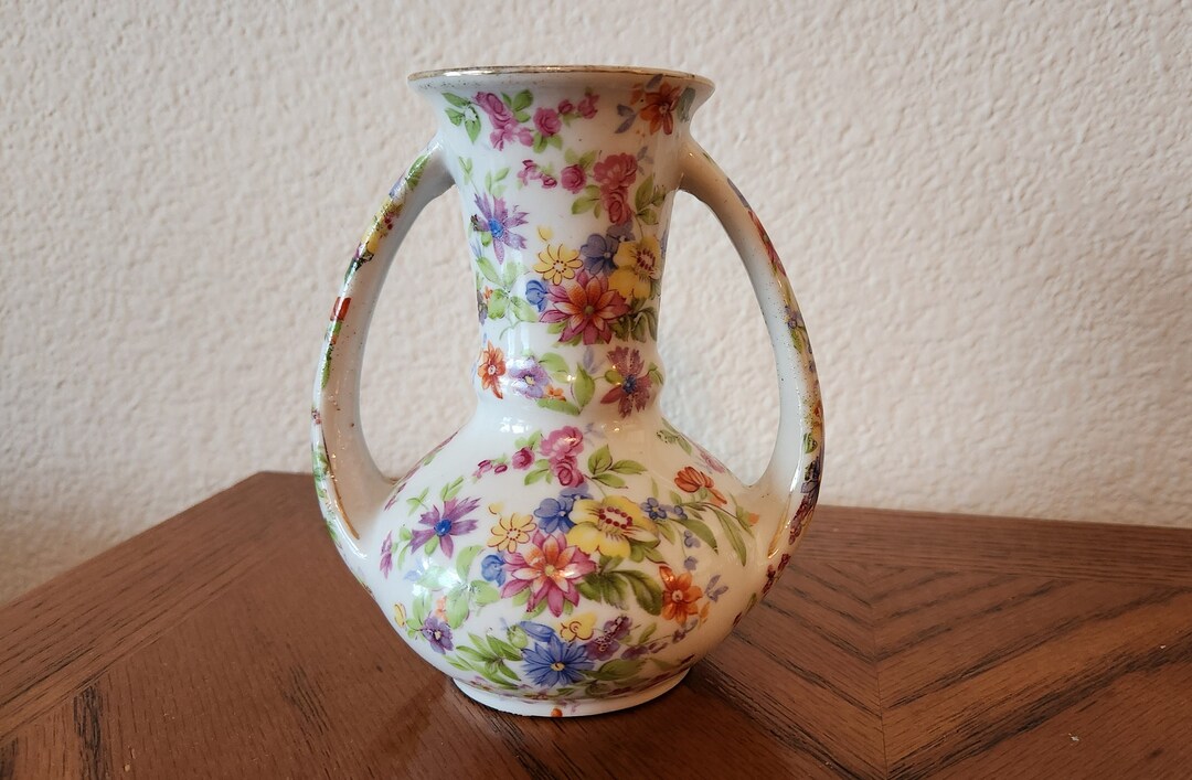 Japanese Gold Castle 2 Handle Floral Vase - Etsy