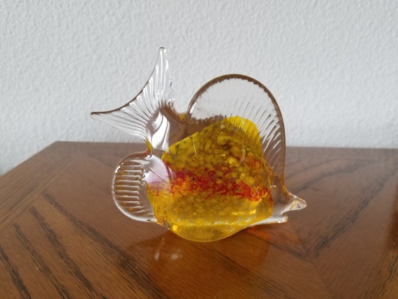 Tropical Fish Yellow Red Dotted Glass Fish - Etsy