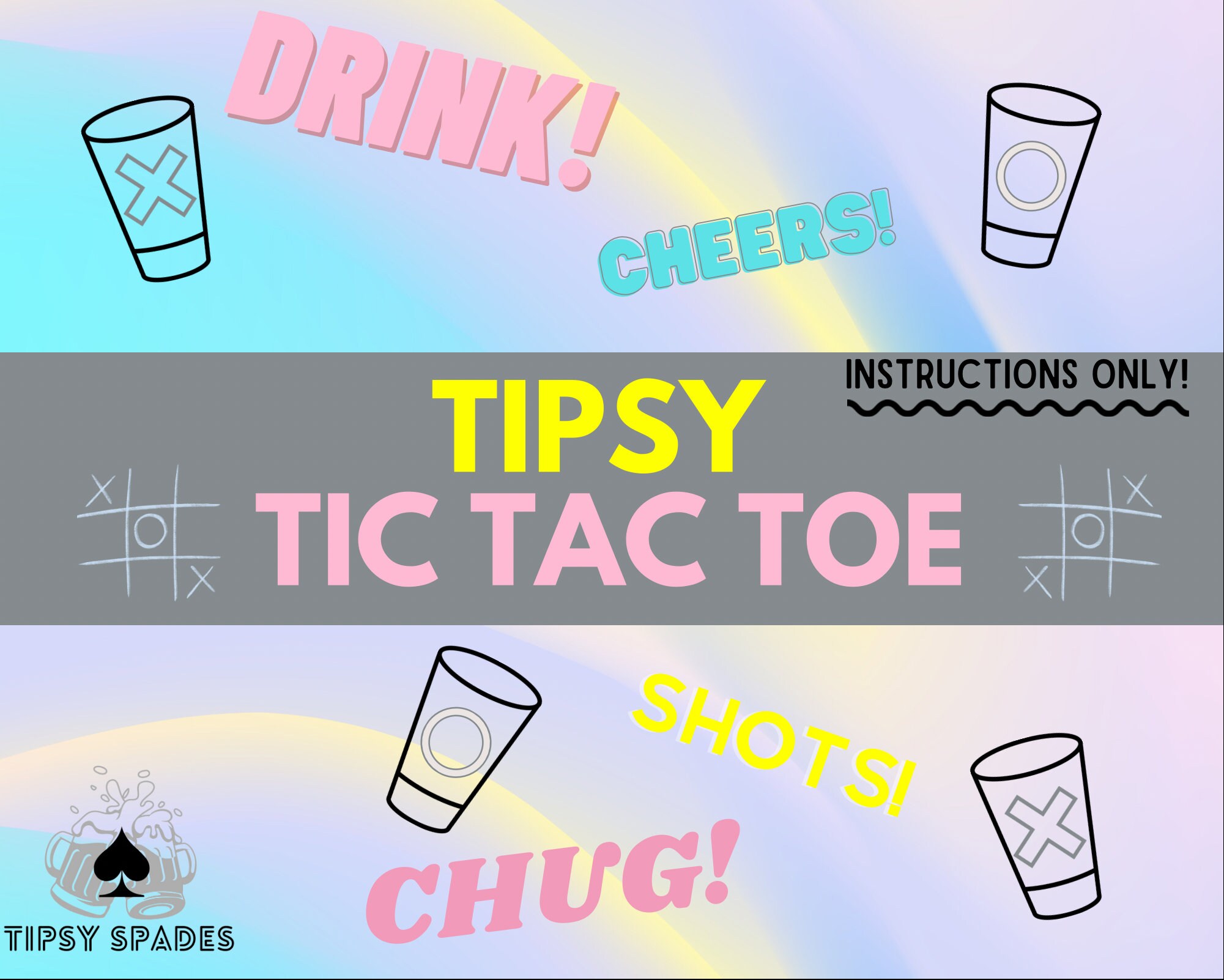 Tic Tac Toe Rules, Printable Tic Tac Toe, Drinking Games for Adults ...