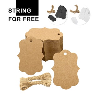 Custom Gift Tags With Jute Twine, Fancy Cut Tag With Your Logo ...