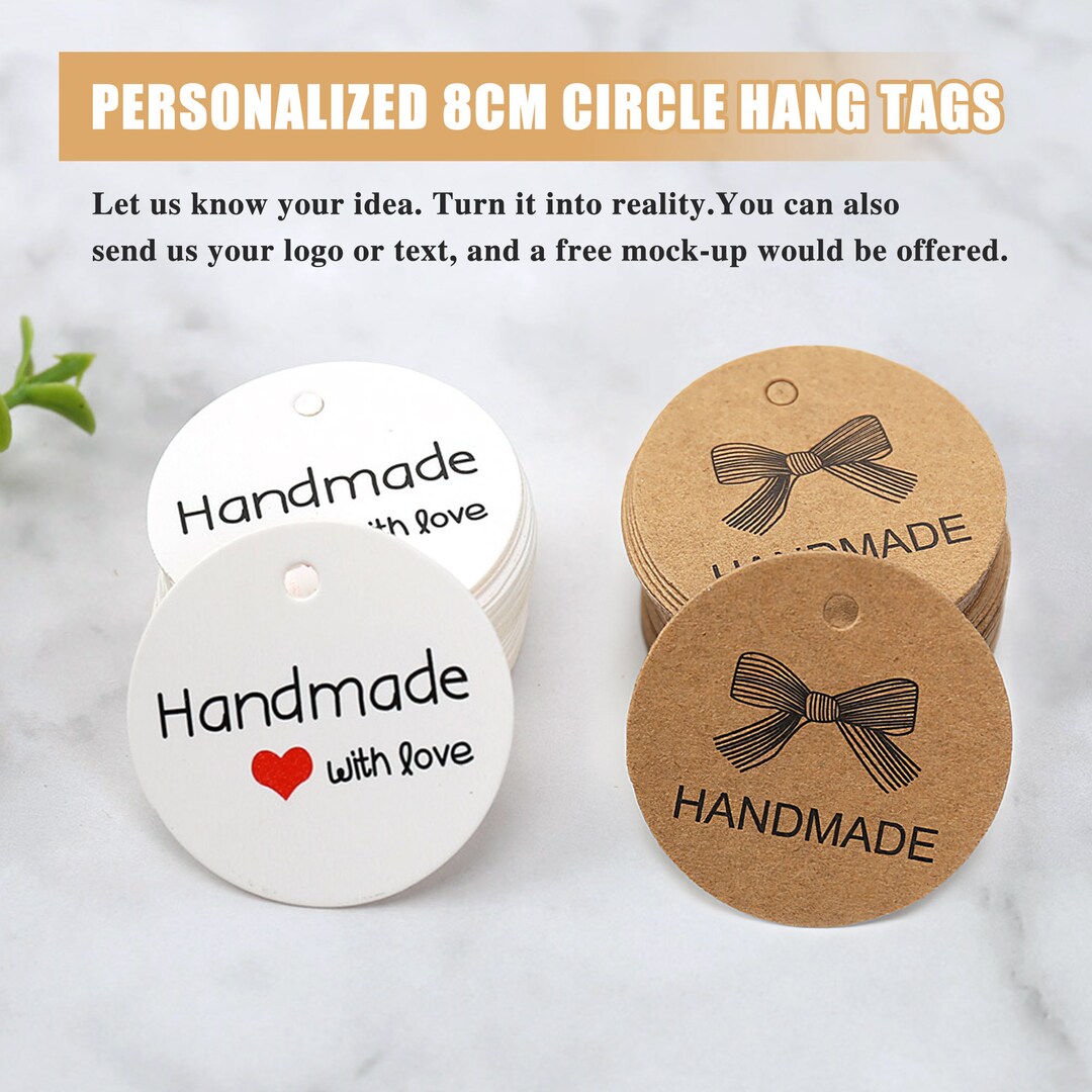 8cm Diameter Custom Round White/ Kraft Tags, Personalized 500gsm Circle ...