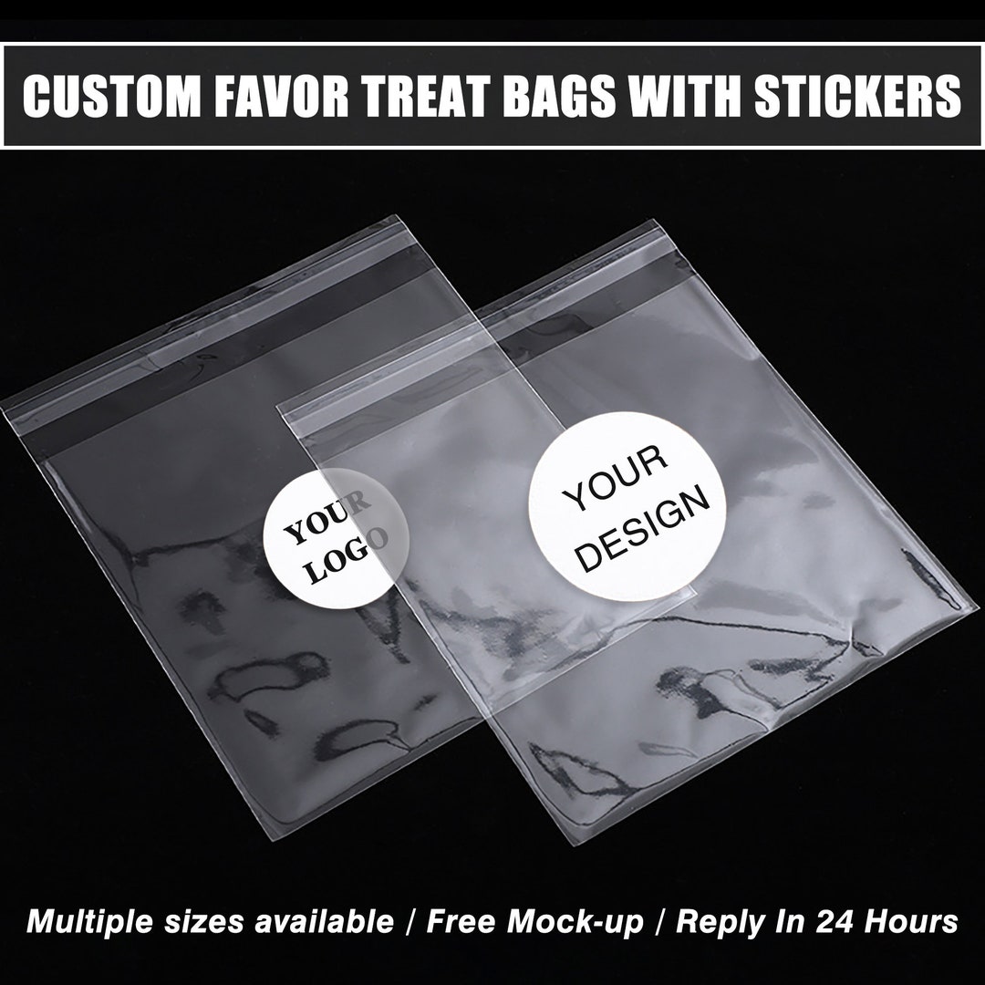 Custom Favor Treat Bags With Stickers, Clear Bags for Baby Shower ...