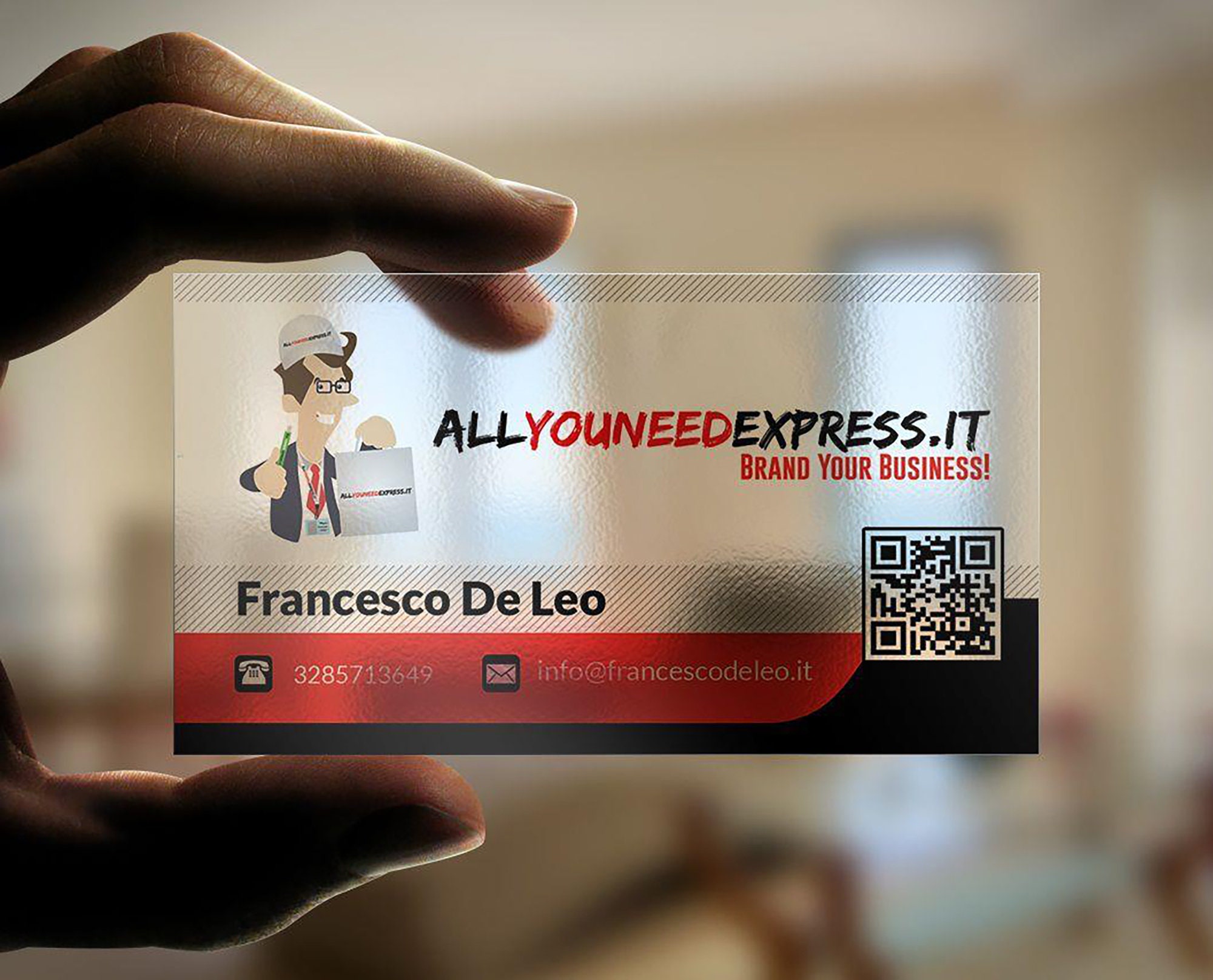 Transparent QR Code Business Card, Clear Glossy Plastic Card, Plastic ...