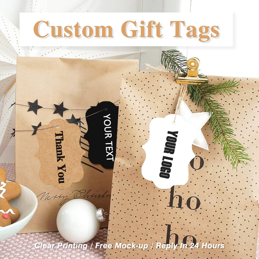 Custom Gift Tags With Jute Twine, Fancy Cut Tag With Your Logo ...