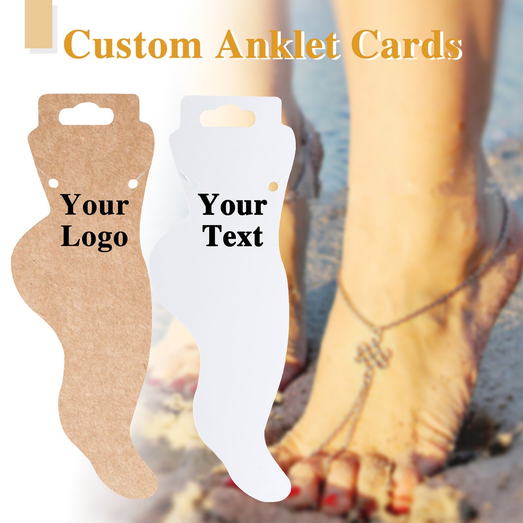 Custom Anklet Cards, Customisable Jewelry Display Card, Printable Ankle ...