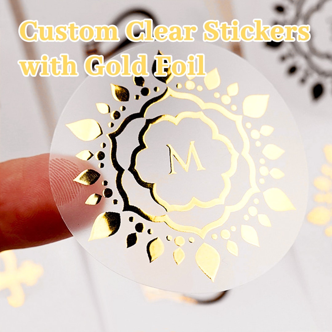 Custom Transparent Stickers With Gold Foil, Personalized Clear Labels ...