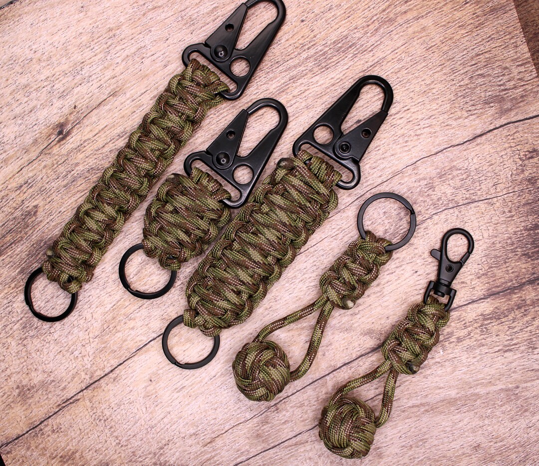 Camo Paracord Keychains, Carabiner Keychains and Monkey Fist Keychains ...