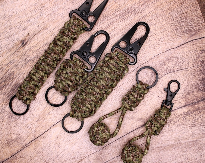 Camo Paracord Keychains, Carabiner Keychains and Monkey Fist Keychains ...