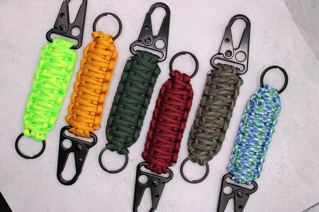 Thick Paracord Keychain With Black Carabiner - Etsy