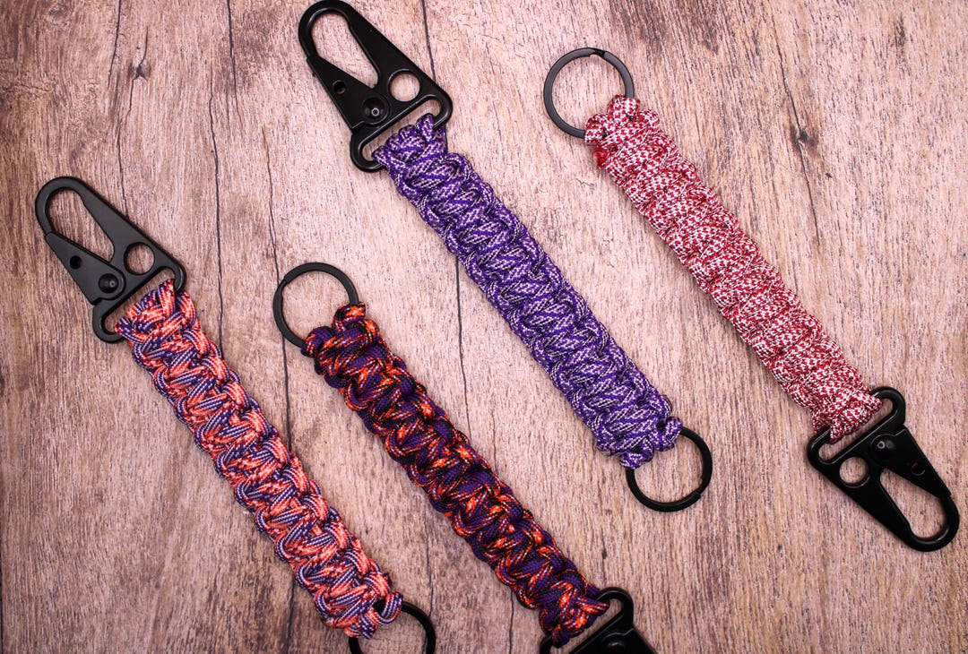 Thin Paracord Carabiner Keychain: Black Metal Hardware - Etsy