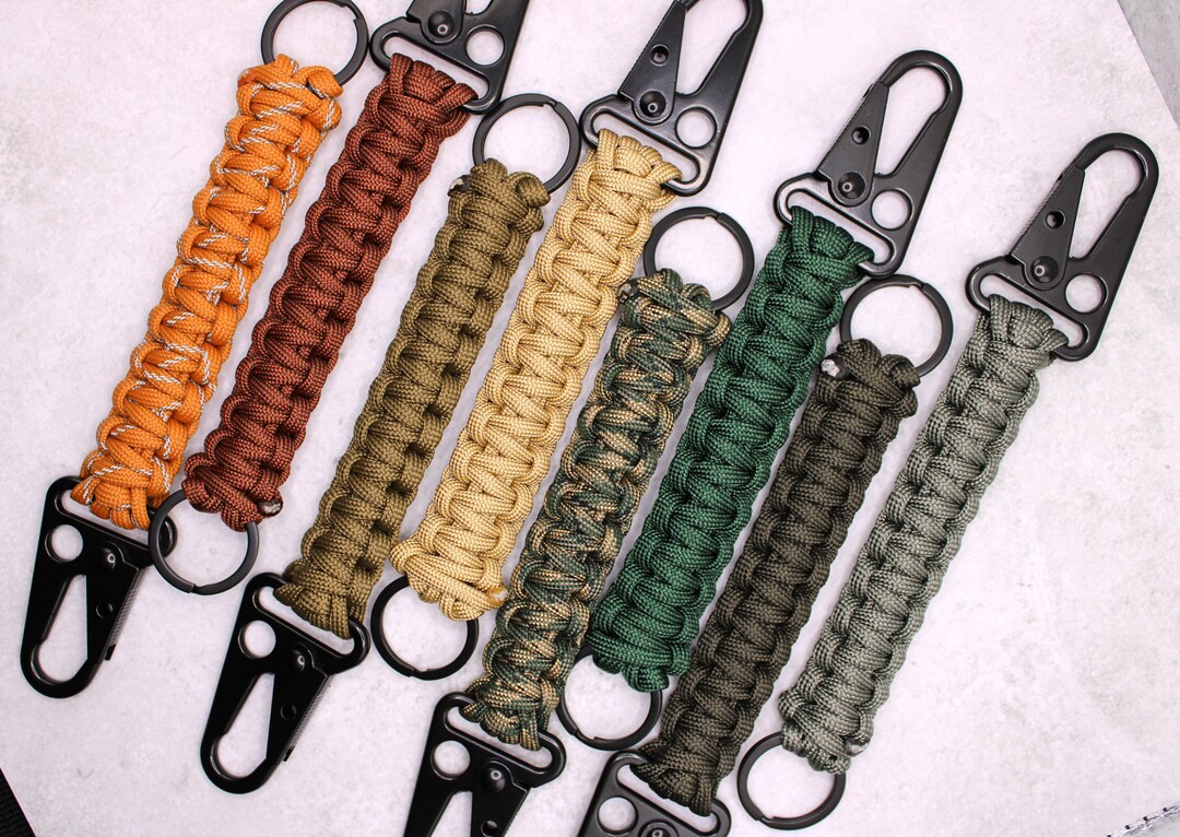 Paracord Carabiner Keychain: Single Color Adventurer Keyring - Etsy
