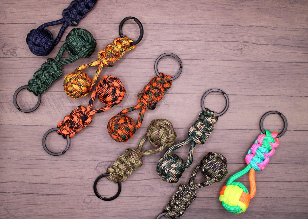 Monkey Fist Paracord Keychain: Black Metal O-ring - Etsy