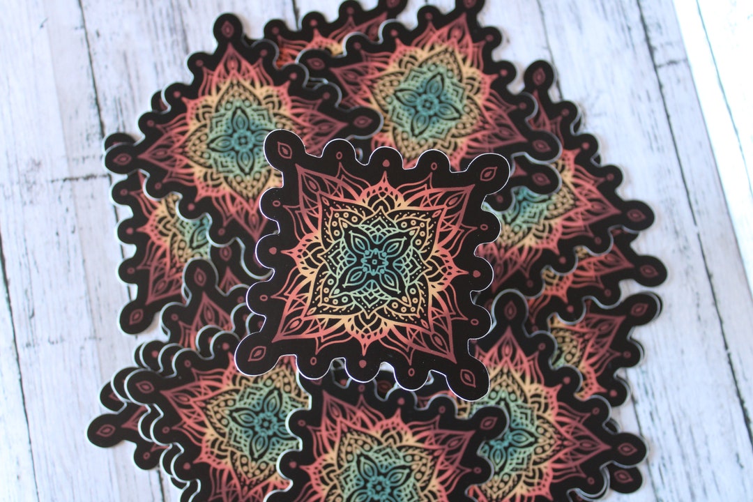 Colorful Mandala Sticker, Black Outline Sticker, Mandala Sticker - Etsy