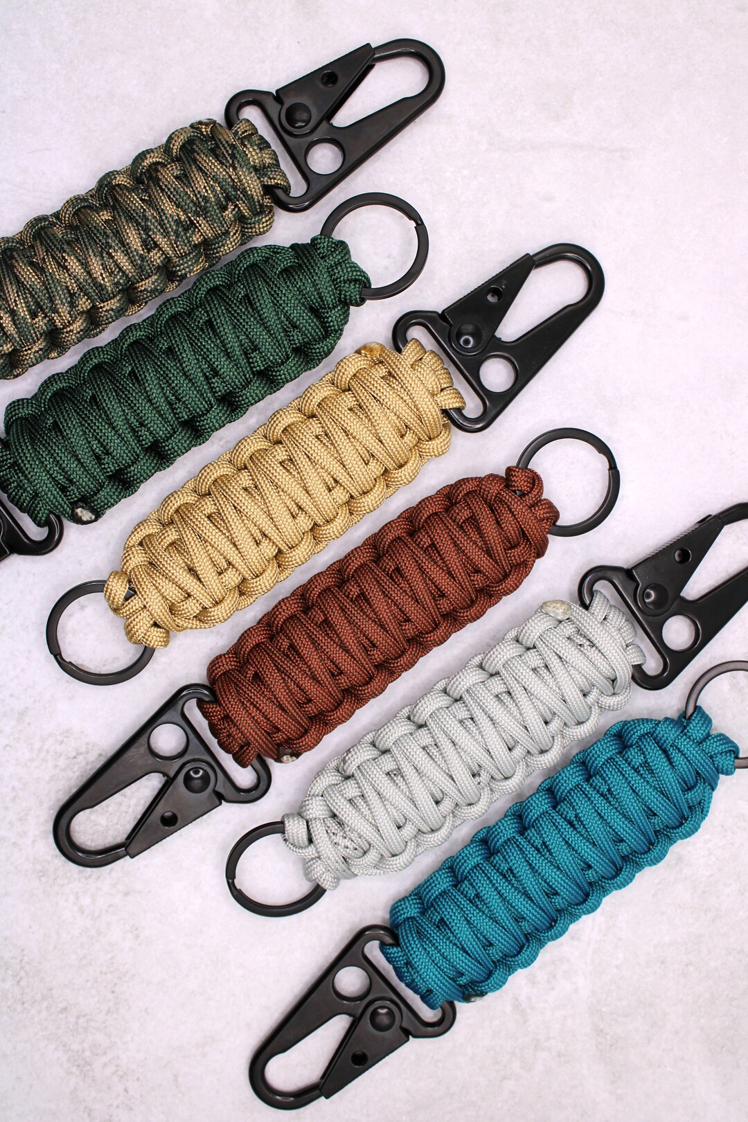 Paracord Carabiner Keychain: Thick Braided Keychains for Outdoors - Etsy