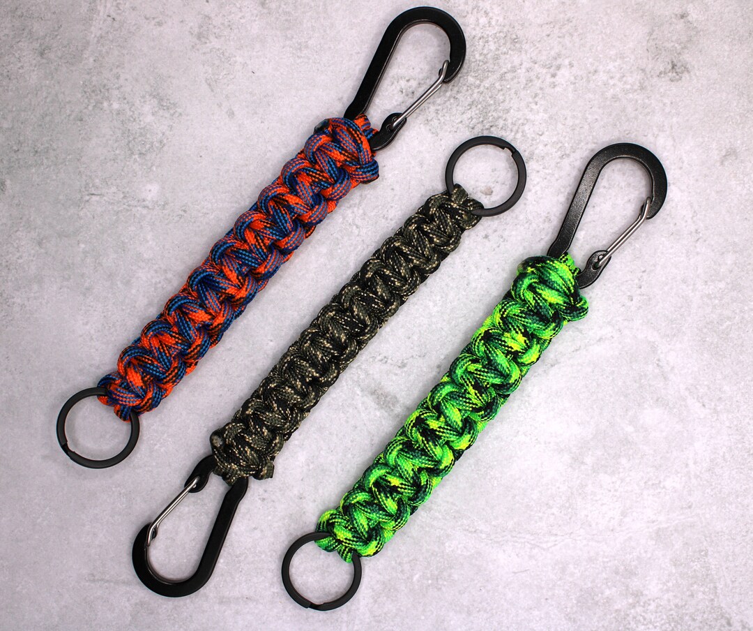 Paracord Keychain With Black Carabiner: Single Strand Keyring - Etsy