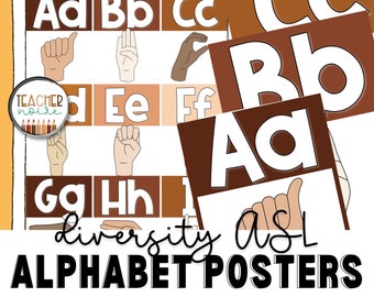 ASL American Sign Language Alphabet Poster Boho - Etsy