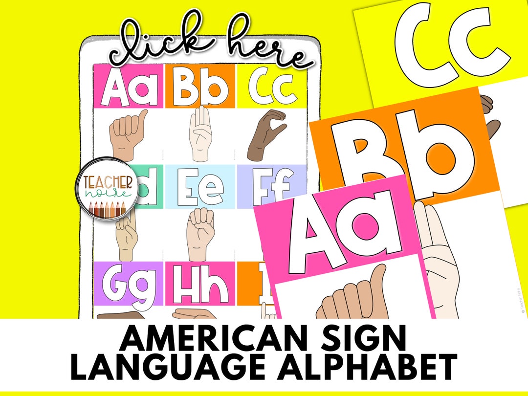 American Sign Language Alphabet, Bright Rainbow Alphabet, ASL ABC Sign ...