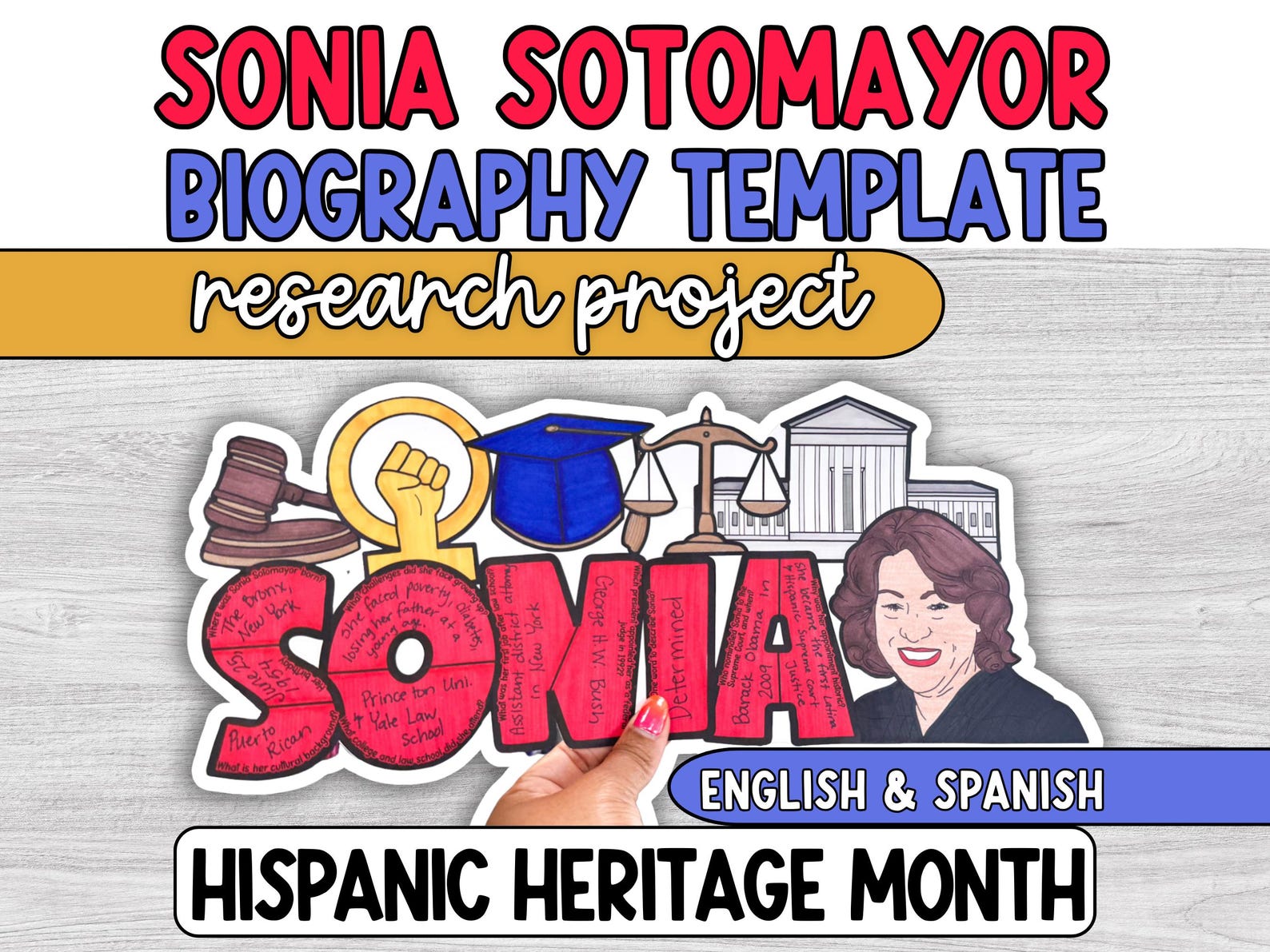 Hispanic Heritage Month Project, Sonia Sotomayor Biography Template ...
