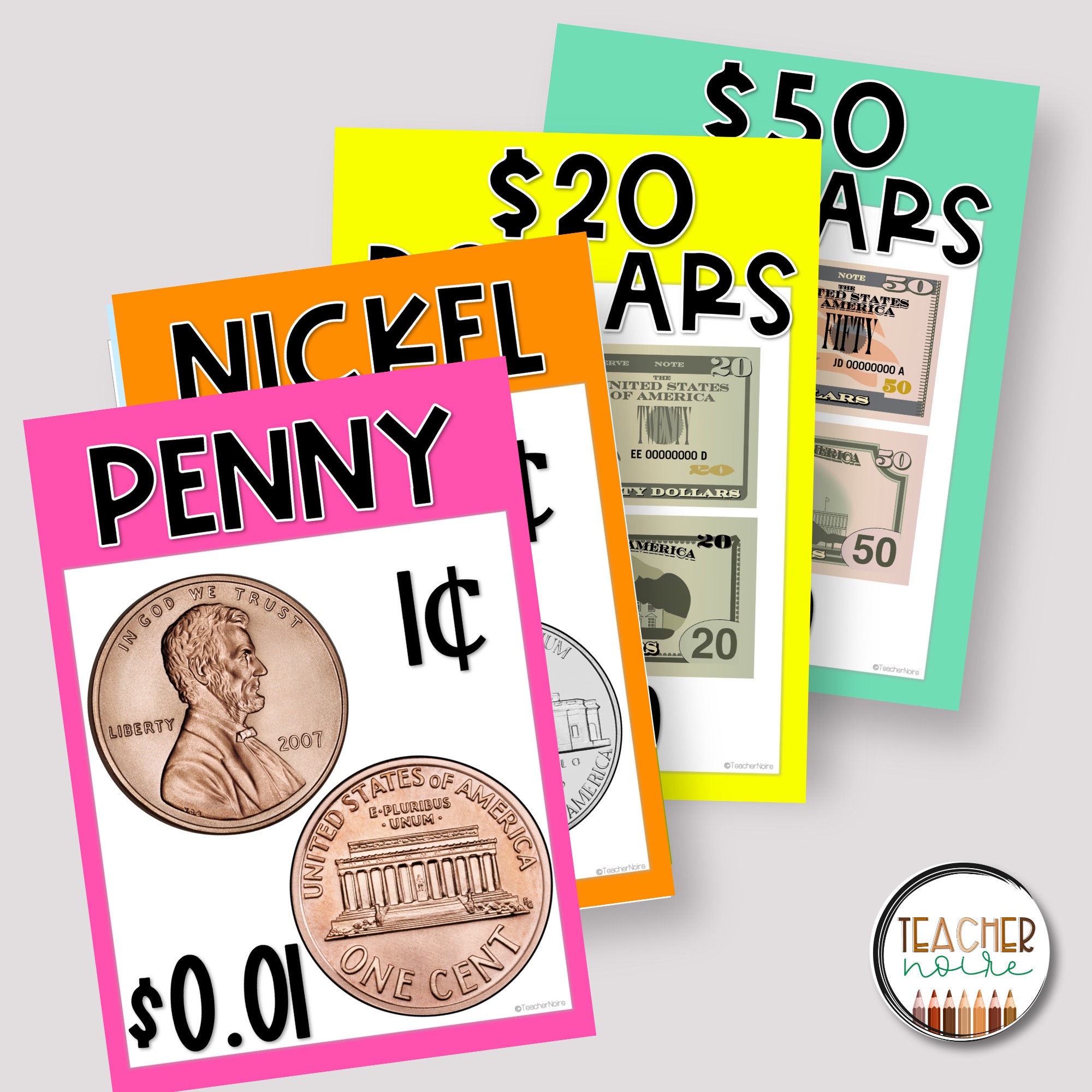 US Money Identification Posters, Coin Poster, Coin Recognition Sheet ...