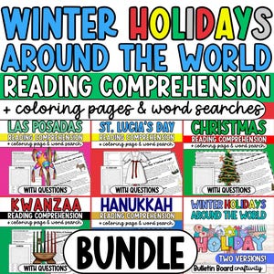 Winter Holidays Around the World Activities, Reading Passage, Word Search, Coloring Pages ...