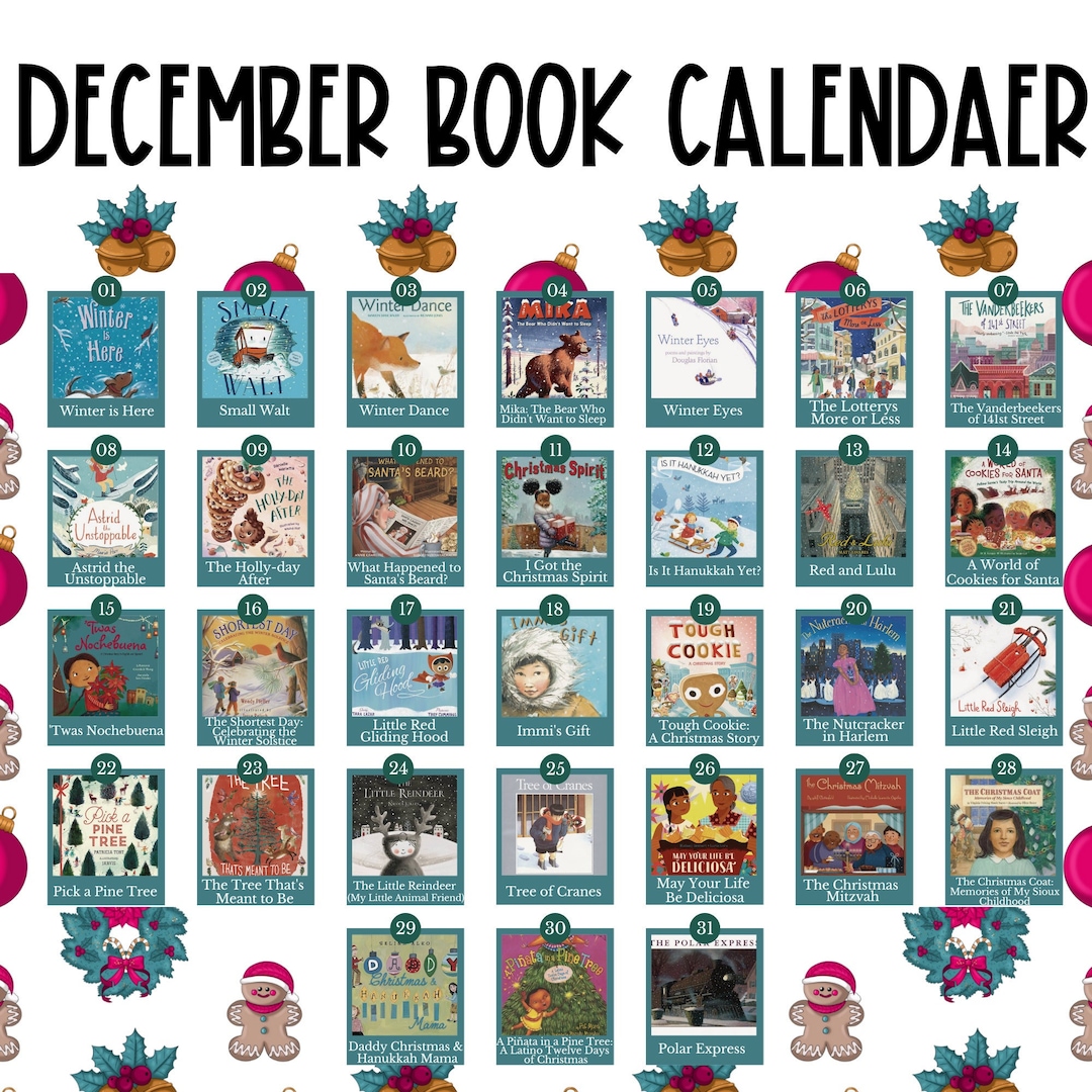 December Calendar, December Book Calendar for Kids, Books for Kids ...